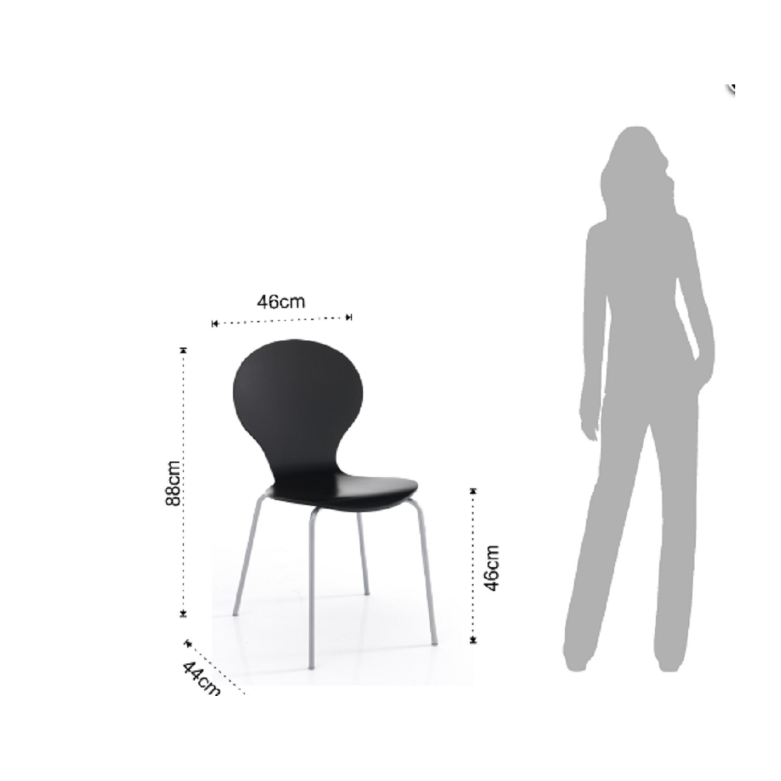 Chair Baldi Black 4 Pieces - Tomasucci